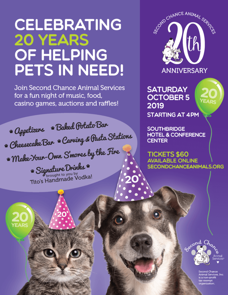 Come Celebrate 20 Years of Helping Pets in Need - Second Chance Animals